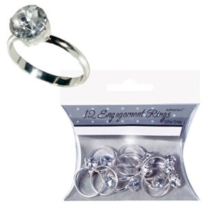 Stunning Silver Engagement Rings - 0.75" (12 Pc) - Perfect for Bridal Showers, Bachelorette Parties & Special Occasions