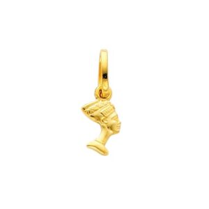 The World Jewelry Center 14k REAL Yellow Gold Queen Nefertiti Pendant with 0.9mm Cable Chain Necklace - 20"