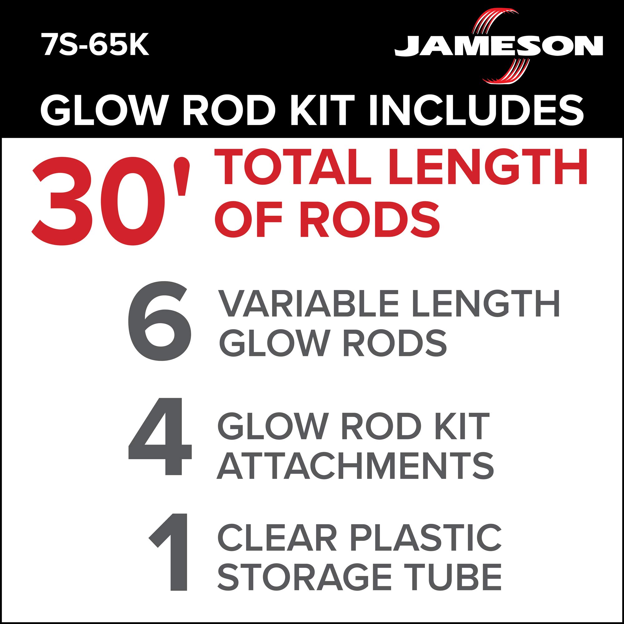 Jameson 7S-65K Fiberglass Glow Rod, 30'