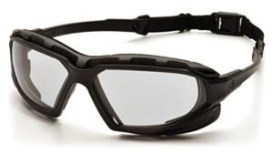 pyramex safety highlander xp eyewear, black-gray frame/clear anti-fog lens