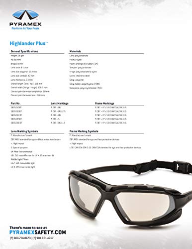 Pyramex Safety Highlander XP Eyewear, Black-Gray Frame/Clear Anti-Fog Lens