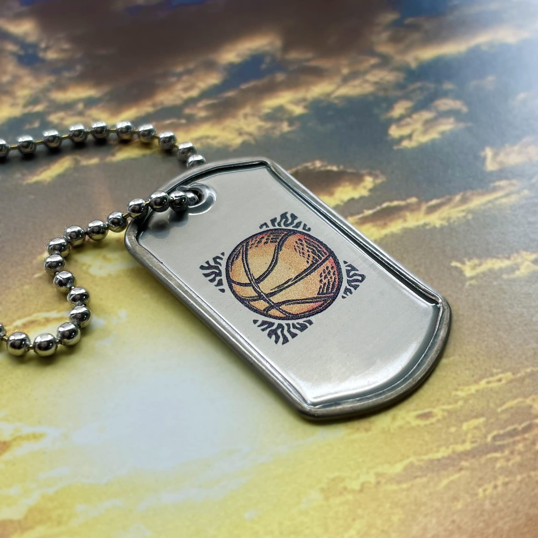 FORGIVEN JEWELRY Phil 413 Basketball Mini Dog Tag Necklace I Can Do All Things Through Christ