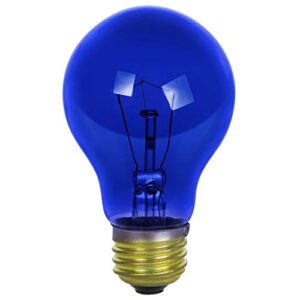 2 pack of sunlite 25 watt a19 colored, medium base, transparent blue