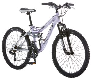 mongoose maxim girls mountain bike, 24-inch wheels, aluminum frame, 21-speed drivetrain, lavender