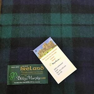 Biddy Murphy 100% Irish Lambswool Plaid Scarf, Soft & Warm, Celtic Tartan Pattern, Blackwatch