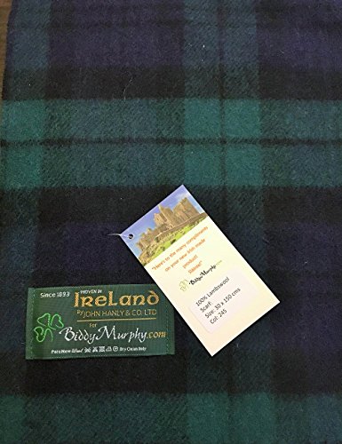 Biddy Murphy 100% Irish Lambswool Plaid Scarf, Soft & Warm, Celtic Tartan Pattern, Blackwatch