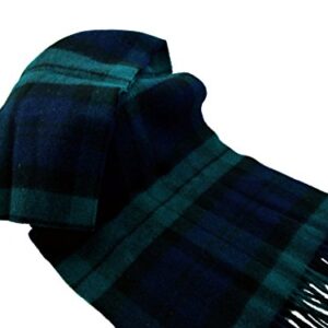 Biddy Murphy 100% Irish Lambswool Plaid Scarf, Soft & Warm, Celtic Tartan Pattern, Blackwatch