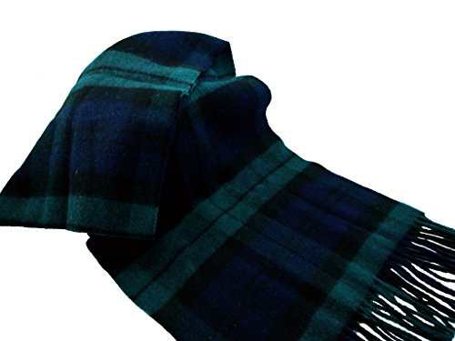 Biddy Murphy 100% Irish Lambswool Plaid Scarf, Soft & Warm, Celtic Tartan Pattern, Blackwatch