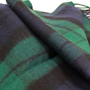 Biddy Murphy 100% Irish Lambswool Plaid Scarf, Soft & Warm, Celtic Tartan Pattern, Blackwatch