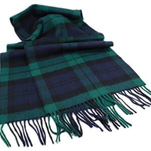 Biddy Murphy 100% Irish Lambswool Plaid Scarf, Soft & Warm, Celtic Tartan Pattern, Blackwatch