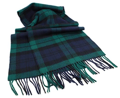 Biddy Murphy 100% Irish Lambswool Plaid Scarf, Soft & Warm, Celtic Tartan Pattern, Blackwatch