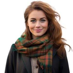 biddy murphy 100% irish lambswool plaid scarf, soft & warm, celtic tartan pattern, earthtone