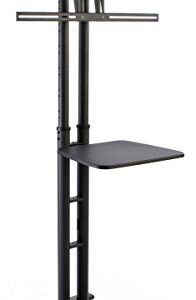 Displays2go, Mobile TV Stand for 37 to 70 Inch LCD Monitor, 4 Locking Casters, 19 Inch AV Shelf - Black (MBTVSBKBSS)