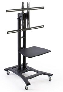 displays2go, mobile tv stand for 37 to 70 inch lcd monitor, 4 locking casters, 19 inch av shelf - black (mbtvsbkbss)