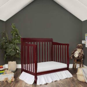 Dream On Me Aden 4-in-1 Convertible Mini Crib In Cherry, Greenguard Gold Certified, Non-Toxic Finish, New Zealand Pinewood, With 3 Mattress Height Settings