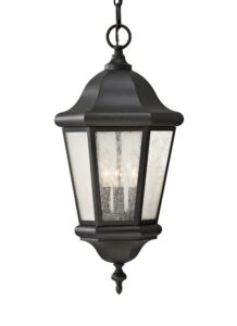 sea gull lighting ol5911bk martinsville three light outdoor pendant lantern, black