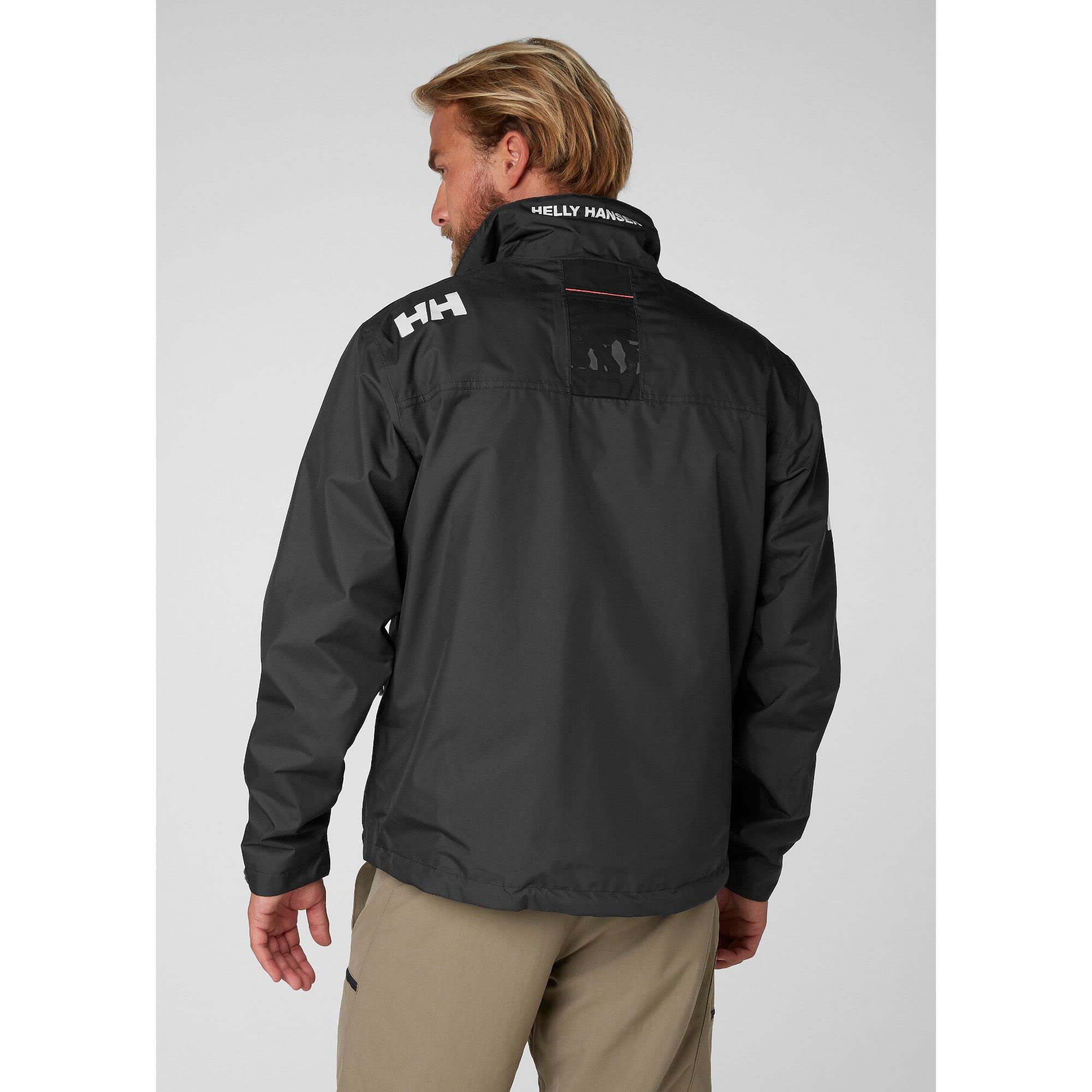 Helly Hansen Men's Crew Midlayer Fleece Lined Waterproof Windproof Rain Jacket, 990 Black, Large