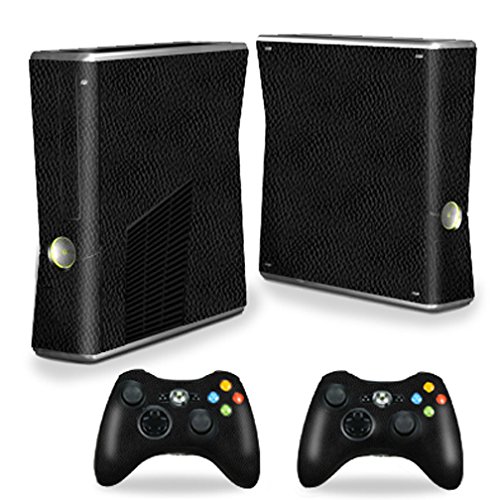 MightySkins Skin Compatible with X-Box 360 Xbox 360 S Console - Black Leather | Protective, Durable, and Unique Vinyl Decal wrap Cover | Easy to Apply, Remove, and Change Styles | Made in The USA