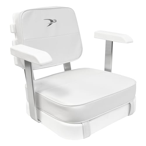 Wise 8WD562-3-710 Ladder Back Helm Chair with Arm Rests, Cushions and Mounting Plate, White