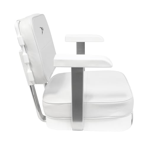 Wise 8WD562-3-710 Ladder Back Helm Chair with Arm Rests, Cushions and Mounting Plate, White