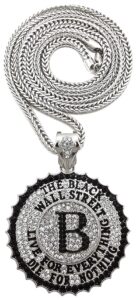 gwood black wall street pendant with crystal rhinestones and silver color 36 inch franco necklace