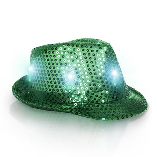 Windy City Novelties Glittering Green Sequin Fedora - St. Patrick's Day Party Hat for Celebrations & Stylish Nights Out