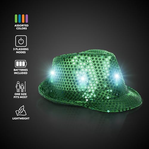 Windy City Novelties Glittering Green Sequin Fedora - St. Patrick's Day Party Hat for Celebrations & Stylish Nights Out