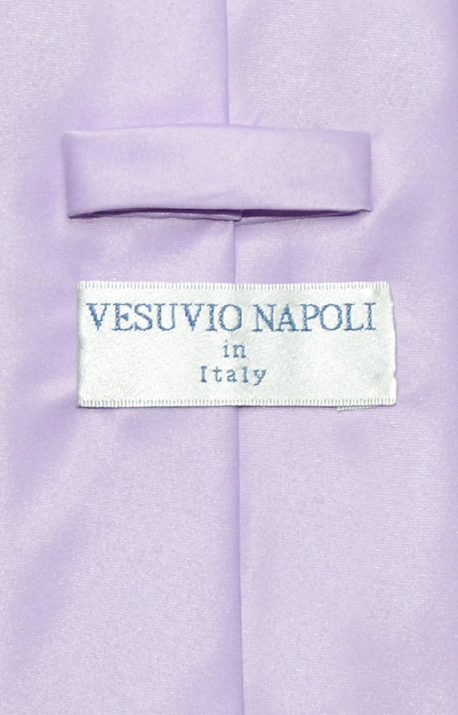 Vesuvio Napoli Solid Lavender Purple NeckTie & Handkerchief Men's Neck Tie Set, Lavender Light Purple, One Size