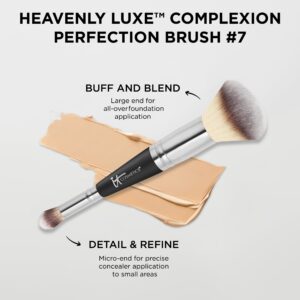 IT Cosmetics Heavenly Luxe Complexion Perfection Brush #7 - Foundation & Concealer Brush in One - Soft Bristles - Pro-Hygienic & Ideal for Sensitive Skin Multicolor