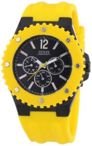 men's black textured dial yellow rubber