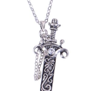 Alilang Antique Fantasy Medieval Renaissance Removable Scabbard Rune Sword Dagger Pendant Necklace