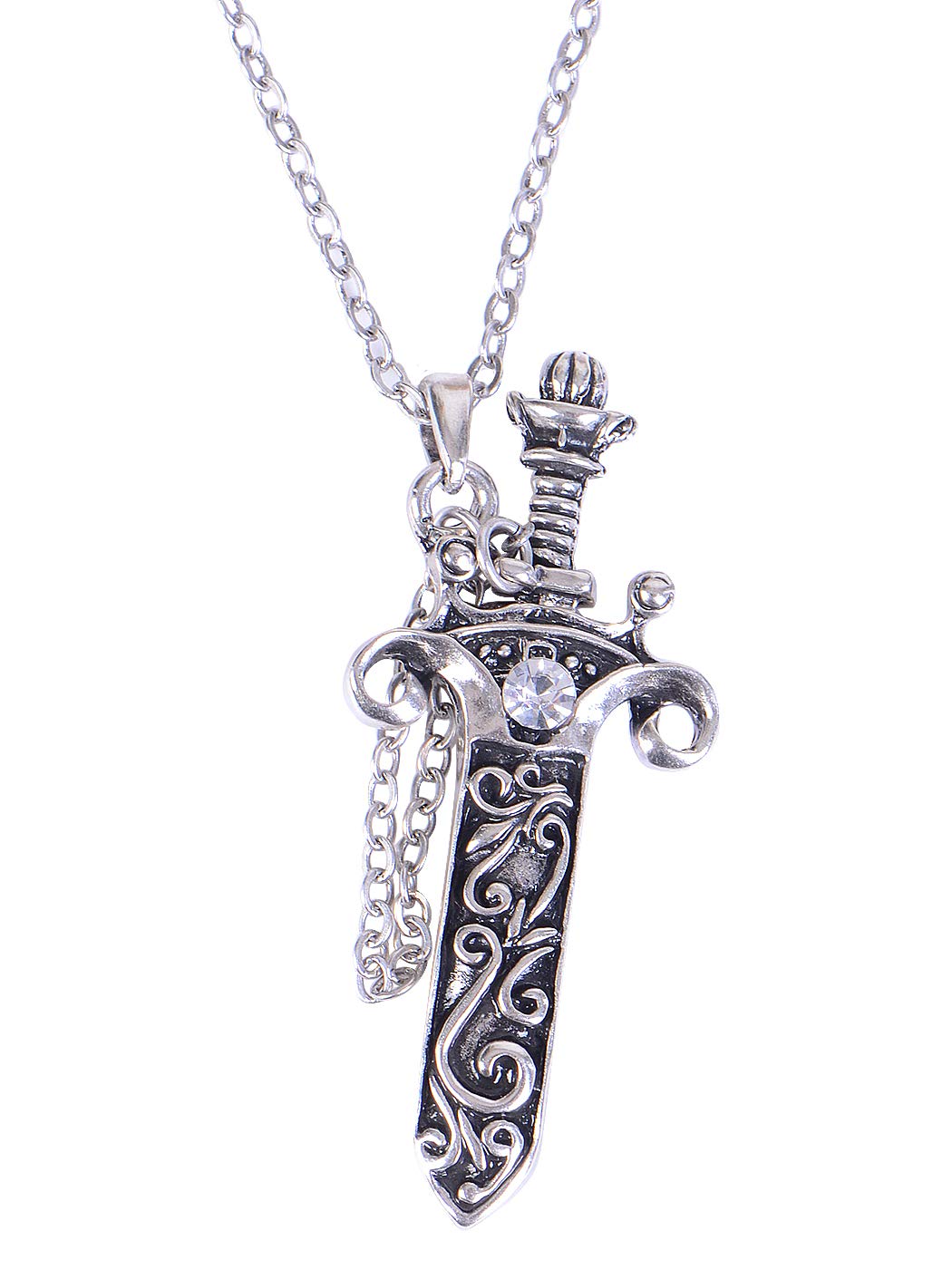 Alilang Antique Fantasy Medieval Renaissance Removable Scabbard Rune Sword Dagger Pendant Necklace