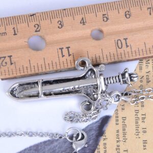 Alilang Antique Fantasy Medieval Renaissance Removable Scabbard Rune Sword Dagger Pendant Necklace