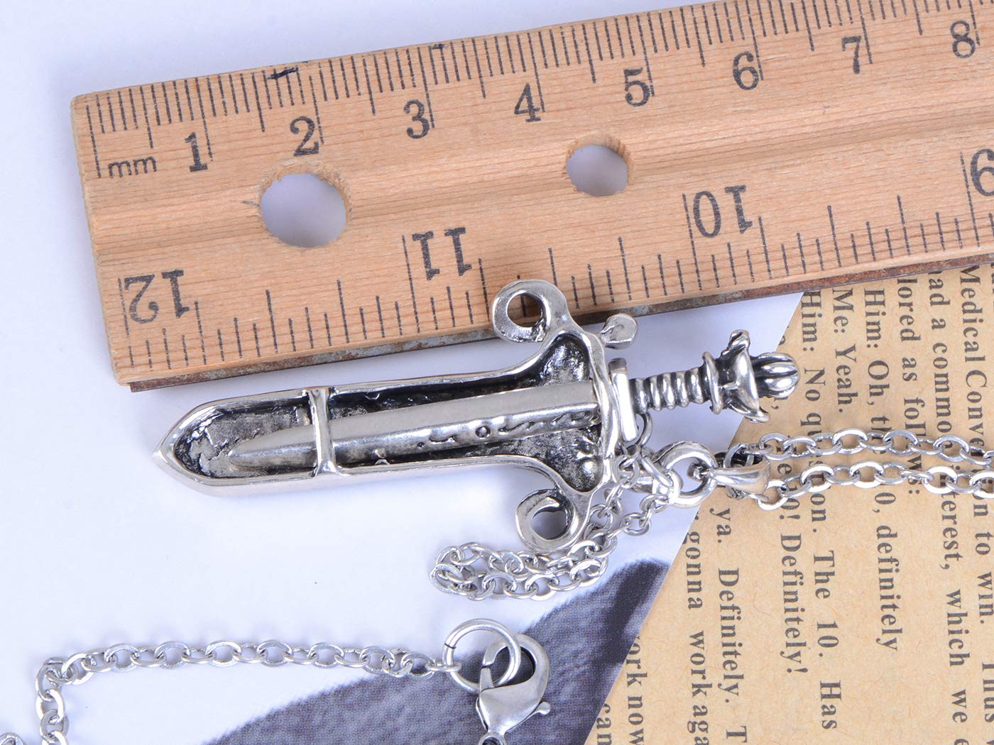 Alilang Antique Fantasy Medieval Renaissance Removable Scabbard Rune Sword Dagger Pendant Necklace