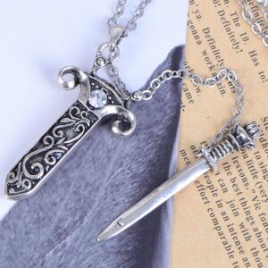 Alilang Antique Fantasy Medieval Renaissance Removable Scabbard Rune Sword Dagger Pendant Necklace