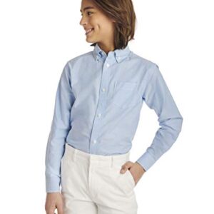 IZOD boys Long Sleeve Solid Button-down Oxford button down shirts, Ox Blue, 16 US