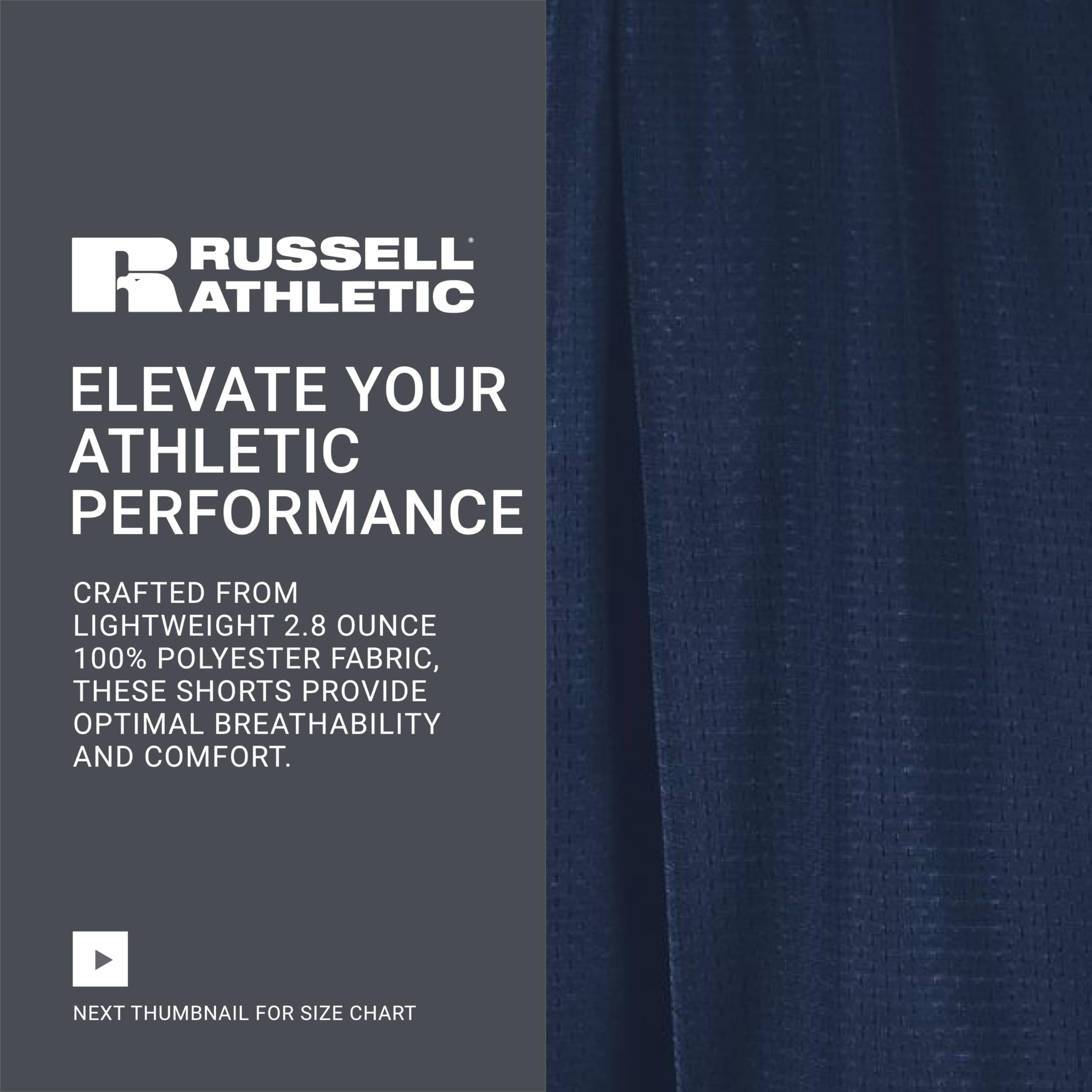 Russell Athletic Mens Mesh Pocket Short, Navy, XX-Large US