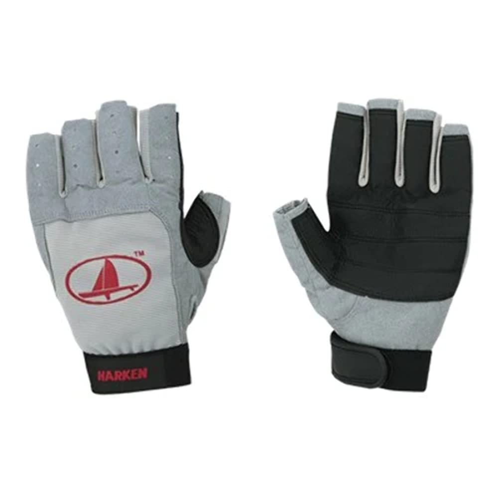 Harken Sport Classic 3/4 Finger Glove, Grey/Black/Red, X-Large