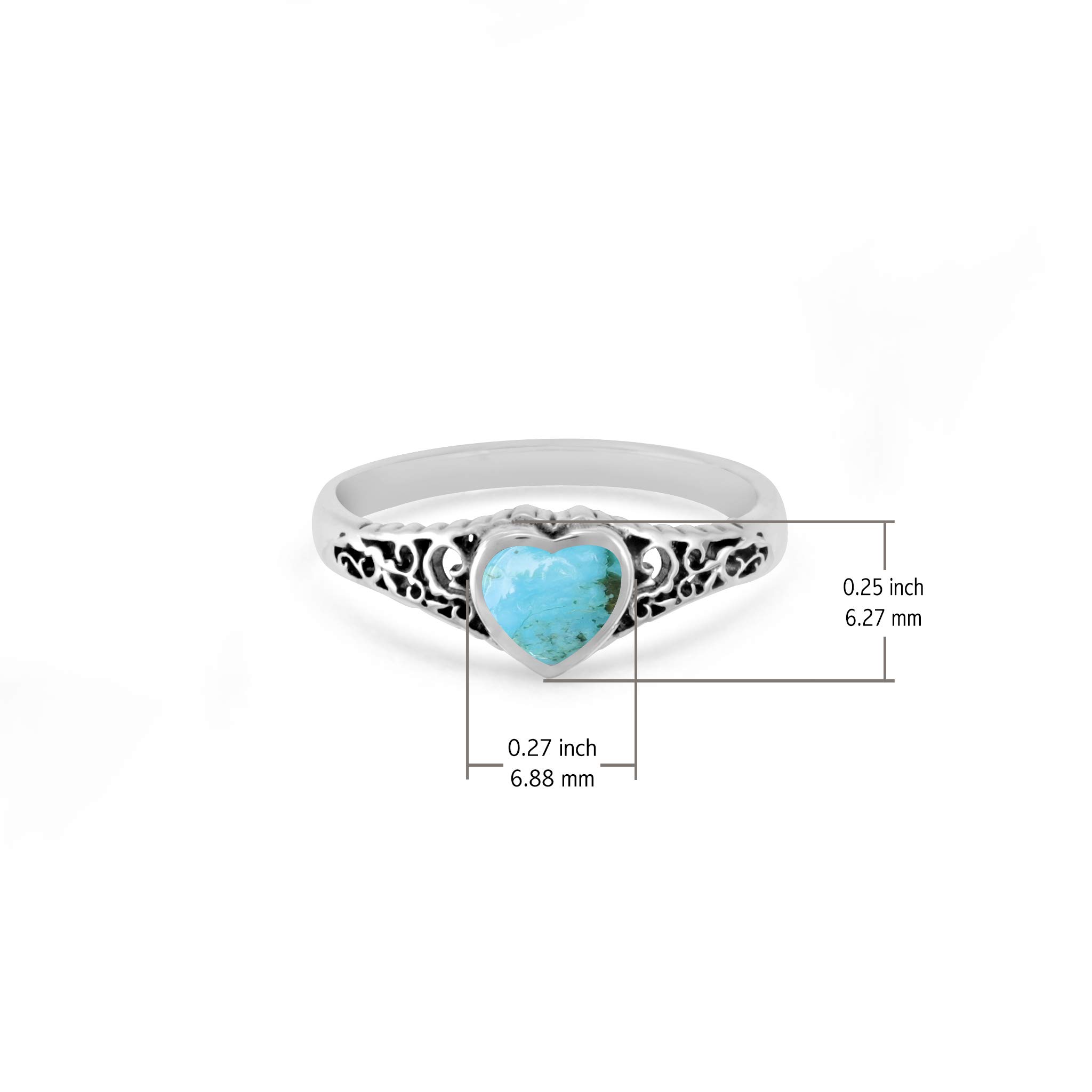 Boma Jewelry Sterling Silver Turquoise Heart Ring, Size 8