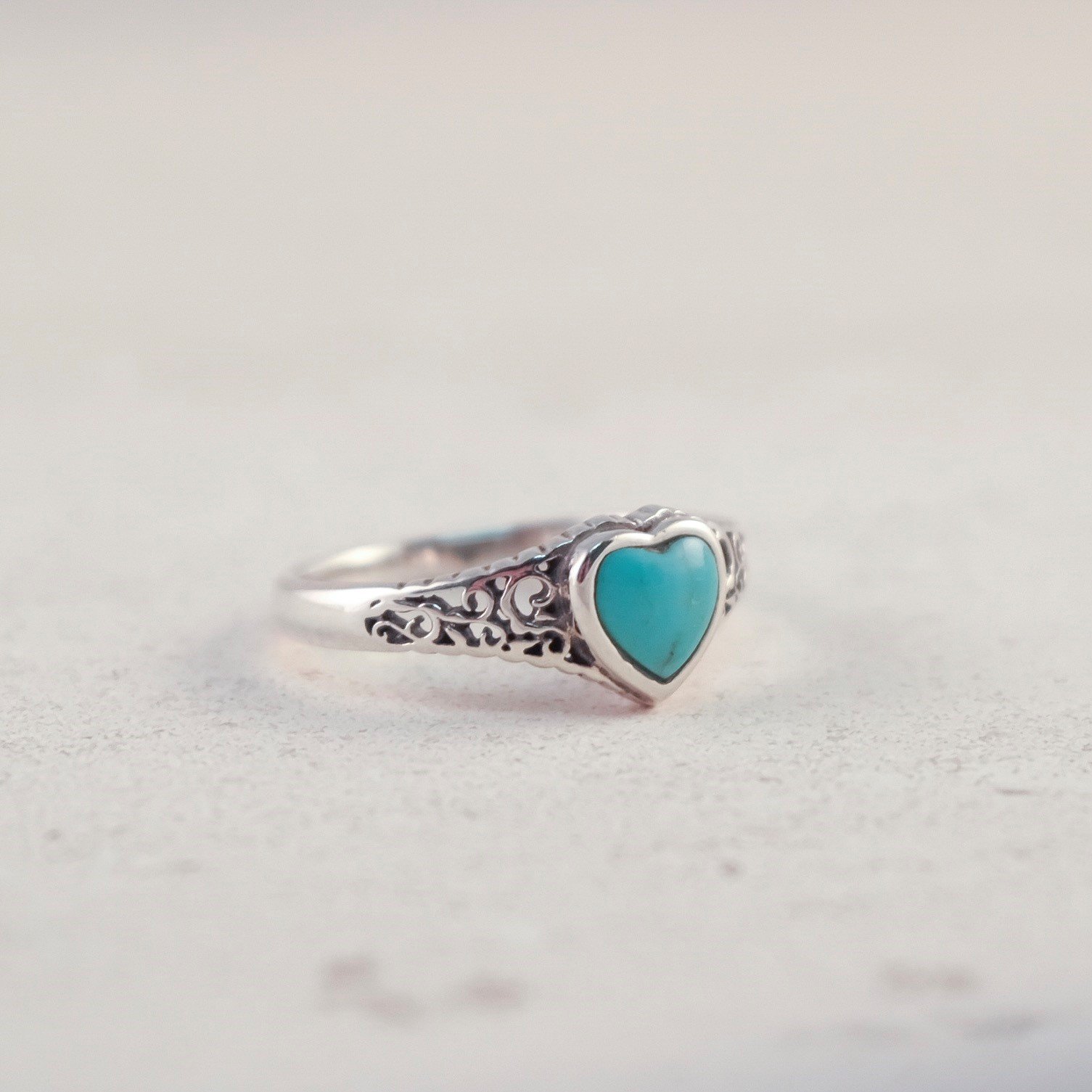 Boma Jewelry Sterling Silver Turquoise Heart Ring, Size 8