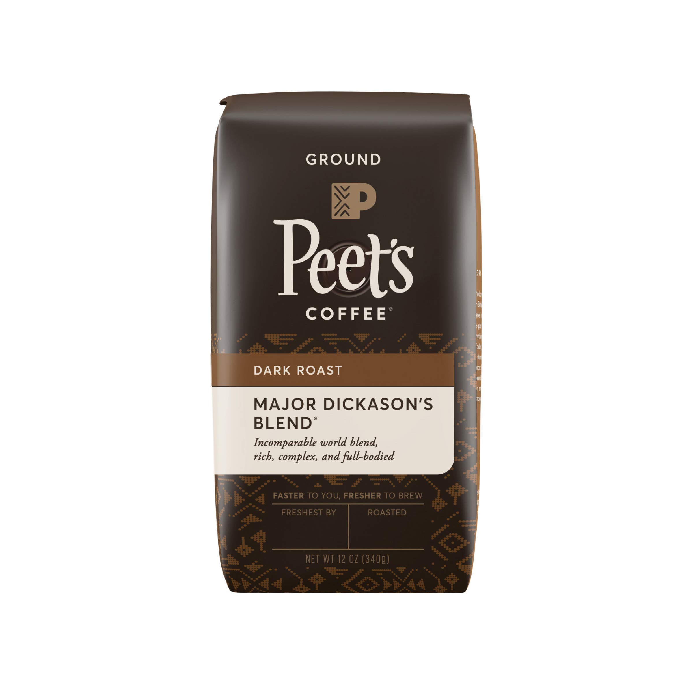 Peet's Coffee Major Dickason's Blend, Dark Roast Ground Coffee, 12 oz