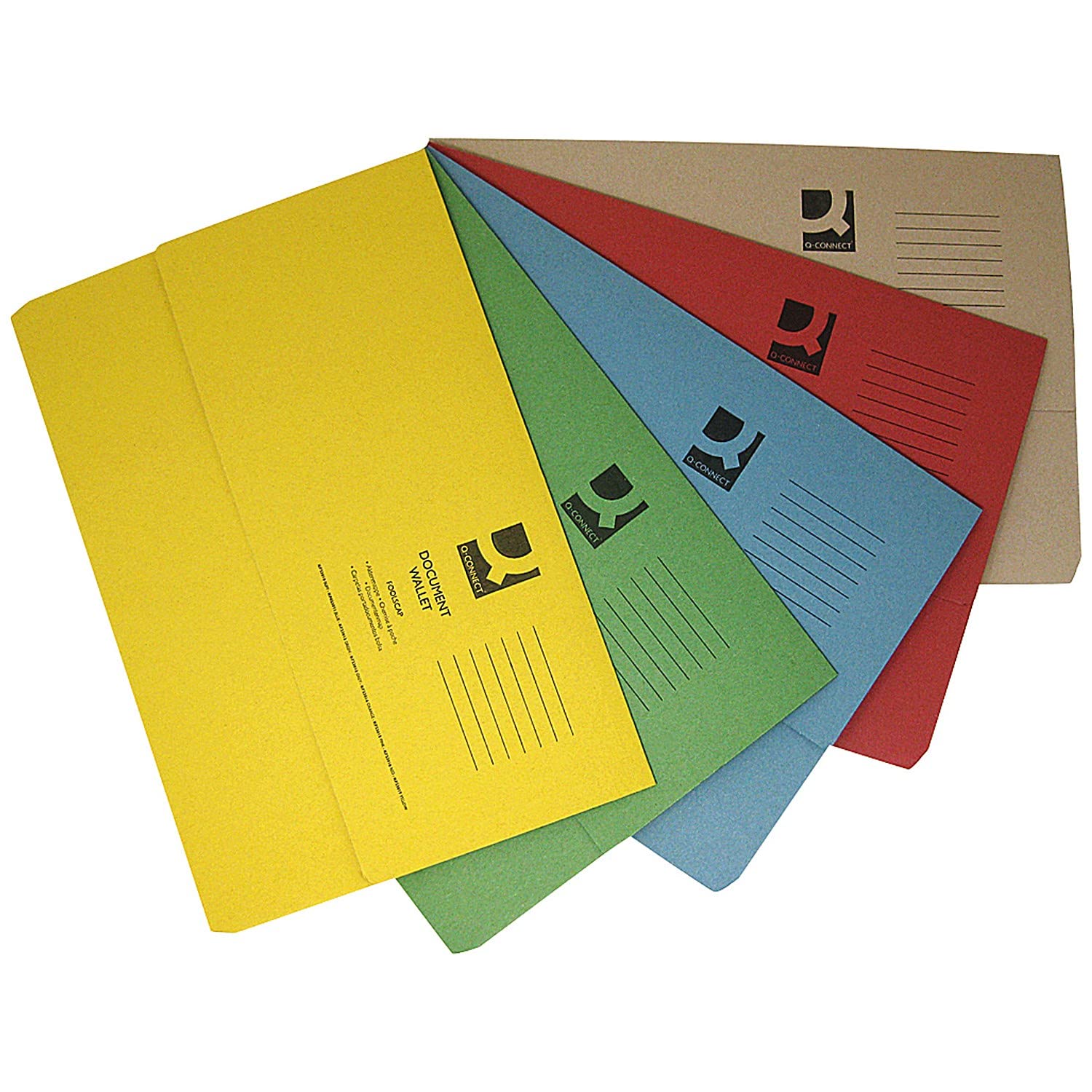 Q Connect Document Wallet - Assorted Colours (Pack of 50)