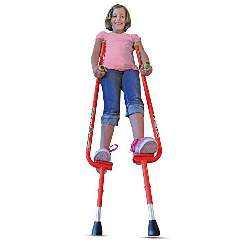 Geospace Original Walkaroo Xtreme Steel Balance Stilts with Height Adjustable Vert Lifters For Outdoor/Indoor Active Play & Exercise; For Adults & Kids up to 250 lbs (Green)