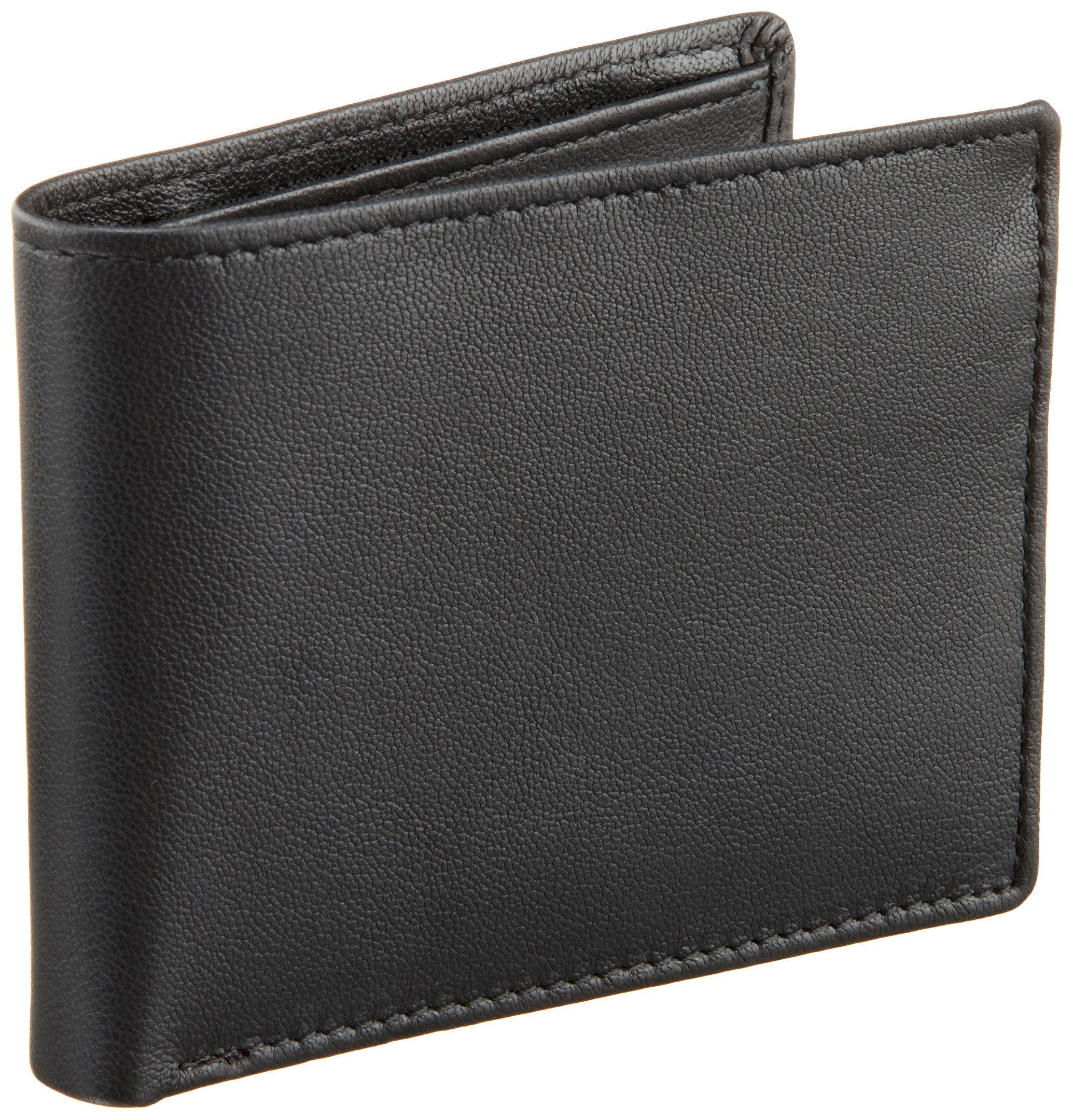 Perry Ellis Portfolio Men's Gramercy 100% Leather Slimfold Wallet With Bifold Closure, Black, One Size