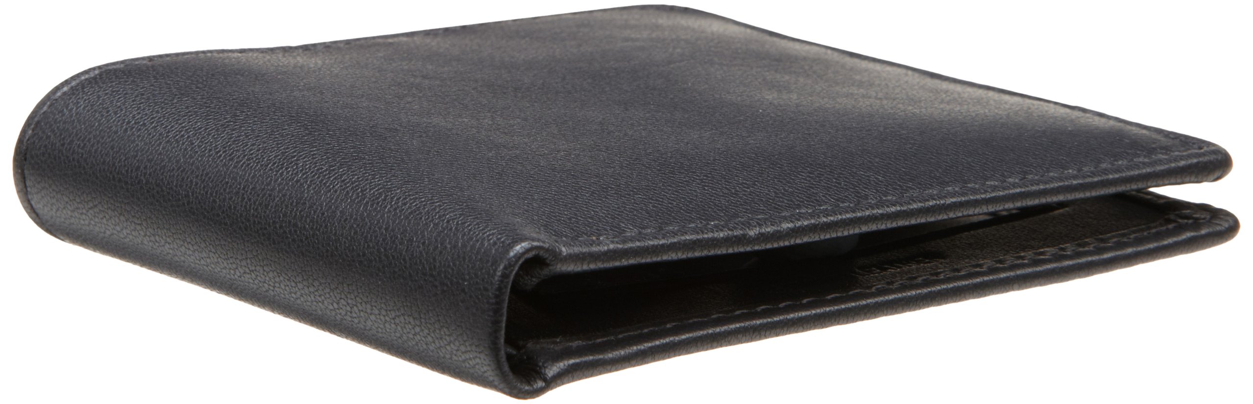 Perry Ellis Portfolio Men's Gramercy 100% Leather Slimfold Wallet With Bifold Closure, Black, One Size