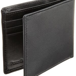 Perry Ellis Portfolio Men's Gramercy 100% Leather Slimfold Wallet With Bifold Closure, Black, One Size