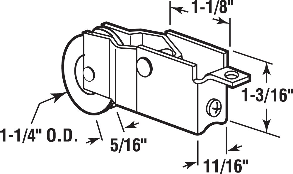 Prime-Line D 1513 1-1/4 In. Nylon Ball Bearing Sliding Door Roller Assembly (Single Pack)