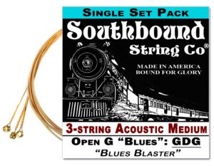 acoustic medium 3-string cigar box guitar strings - low open g (gdg)