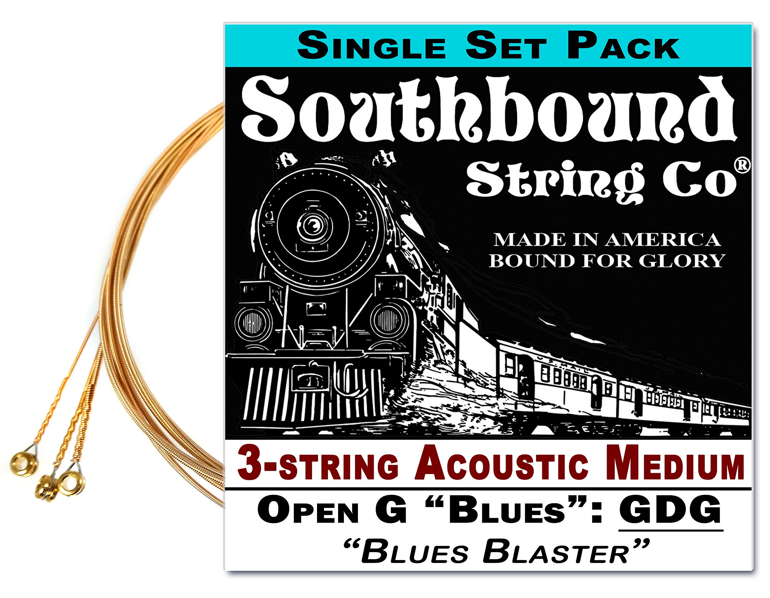 Acoustic Medium 3-String Cigar Box Guitar Strings - Low Open G (GDG)