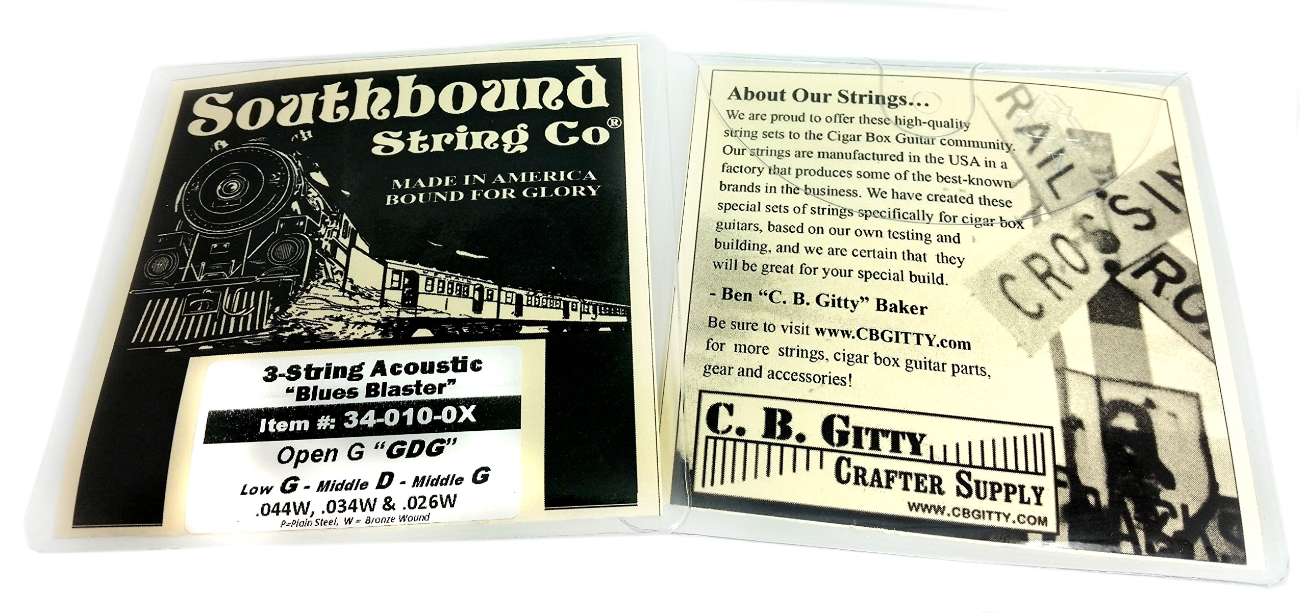 Acoustic Medium 3-String Cigar Box Guitar Strings - Low Open G (GDG)